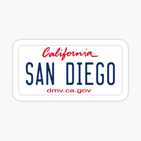 "San Diego California License Plate" Sticker for Sale by SundayCrafts ...