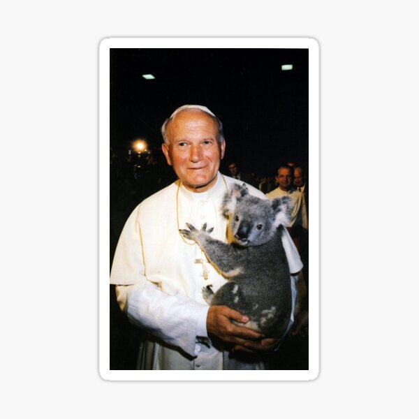 "Pope John Paul 2 holding a koala " Sticker for Sale by TotusTuus14 ...