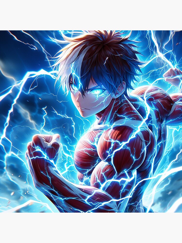 "Lightning Power Up Anime Design" Sticker for Sale by BrianSaysDesign ...