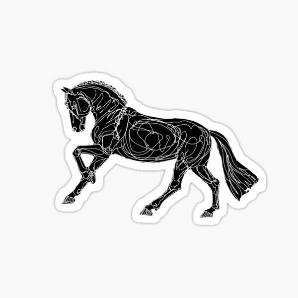 "Cantering Friesian Horse Sketch" Sticker for Sale by DappledMoon ...