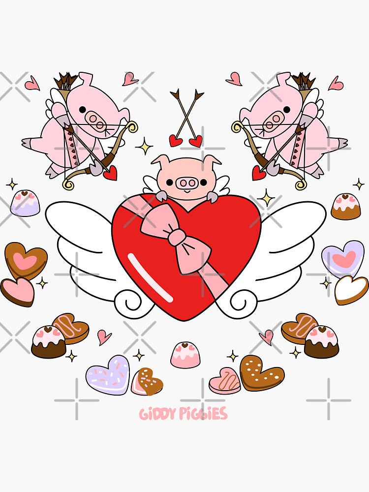 "Giddy Piggies Valentine Chocolate Truffles" Sticker for Sale by loopcreations | Redbubble
