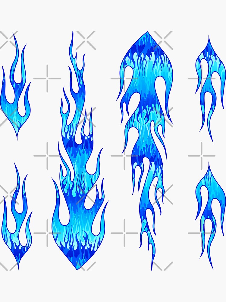 "Blue Hot Rod Flames " Sticker for Sale by wickedrefined | Redbubble