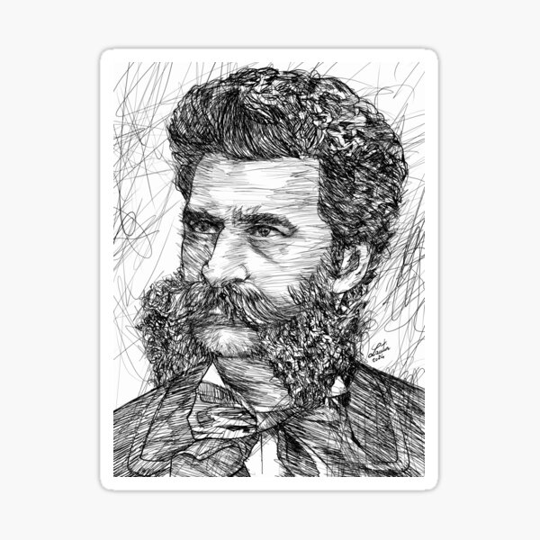 "JOHANN STRAUSS II - ink portrait" Sticker for Sale by lautir | Redbubble