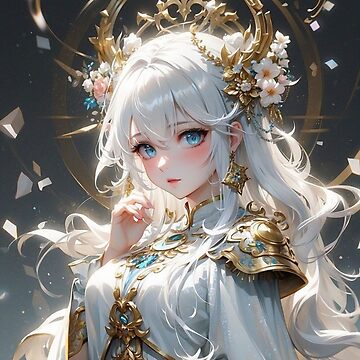 "Cute Anime Girl in White Dress Royal Princess" Art Board Print for ...