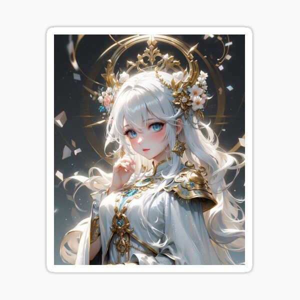 "Cute Anime Girl in White Dress Royal Princess" Sticker for Sale by ...
