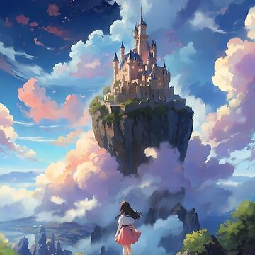 "Floating Castle - A Dreamy Anime Artwork" Greeting Card for Sale by ...