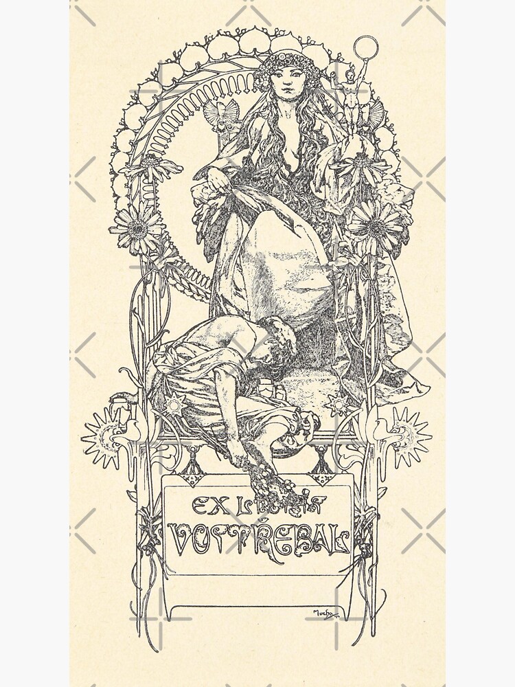 "Ex Libris, by Alphonse Mucha. HIGH DEFINITION" Sticker for Sale by ...