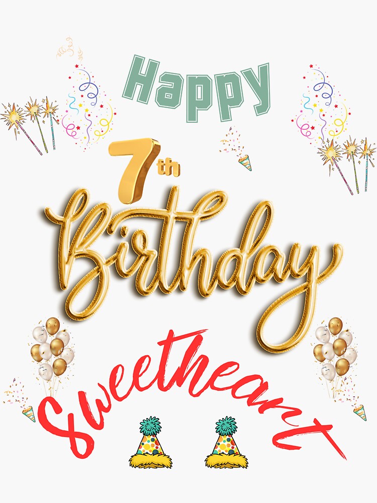 "7th birthday sticker" Sticker for Sale by amalscollection | Redbubble