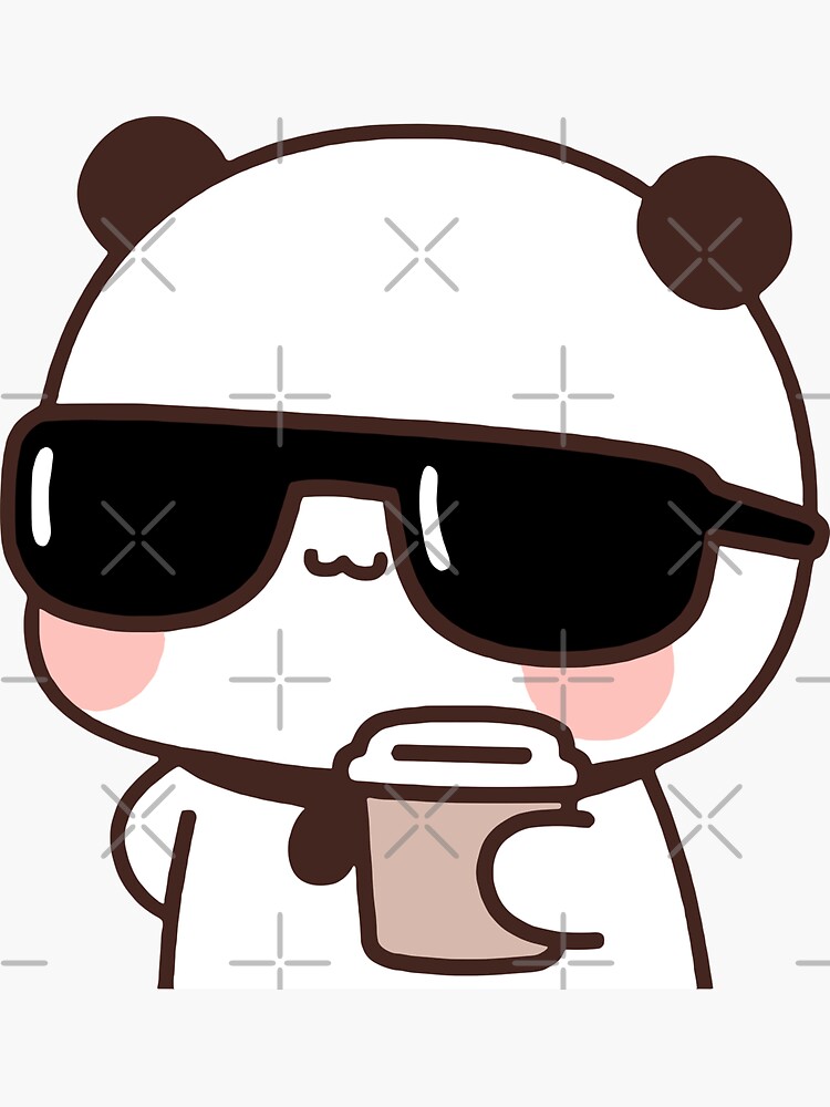 "Cool BuBu Panda in sunglasses holding her coffee ️" Sticker for Sale ...