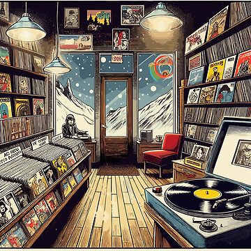 "Record shop" Sticker for Sale by OldSchoolRetro | Redbubble