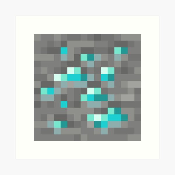 Minecraft Diamond Ore Pixel Art Grid