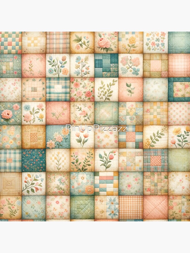 "Spring Inspired Patchwork Quilt Pattern" Sticker for Sale by ...