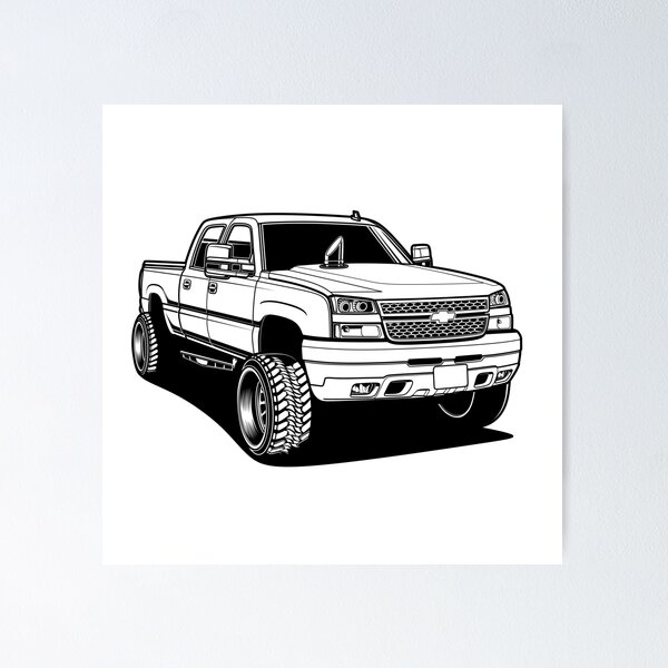 "2004 Chevrolet Silverado 1500 Line Art Style" Poster for Sale by ...