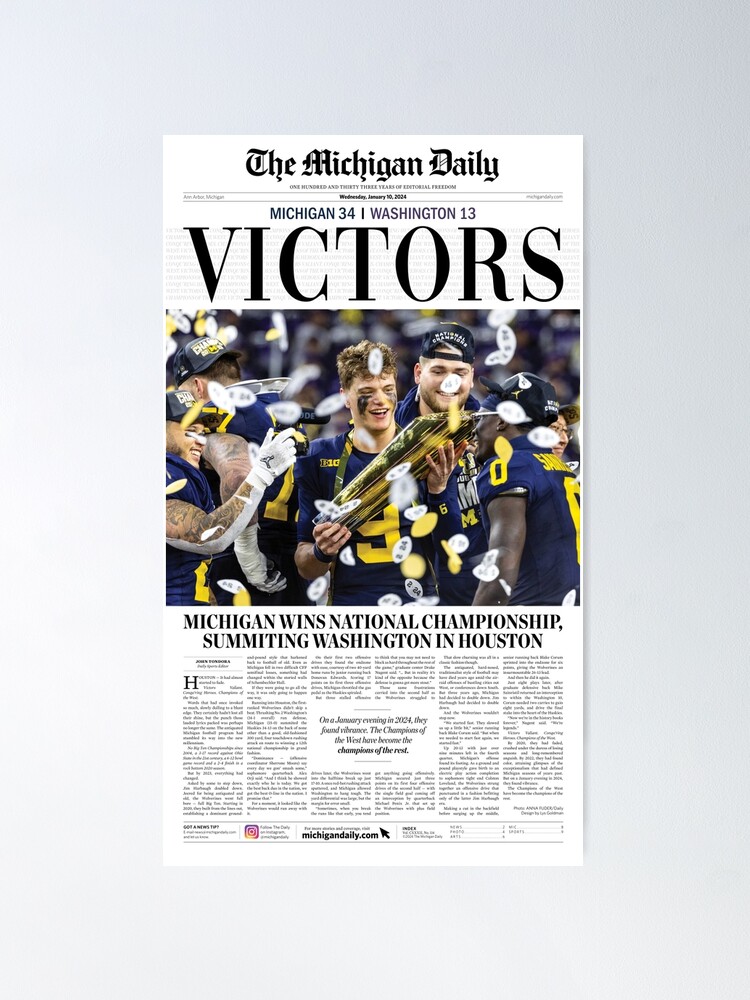 The Michigan Daily Front Cover 1/10/24 Poster sold by Beulah Mad | SKU ...