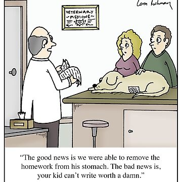 "Dog Ate Some Bad Homework Cartoon" Poster for Sale by HumoresqueToons ...