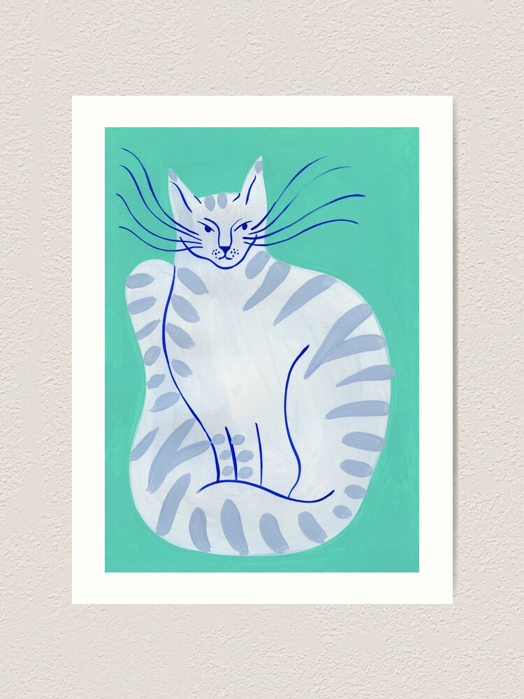 "Gray tabby cat on mint background" Art Print by Agathe Singer | Redbubble