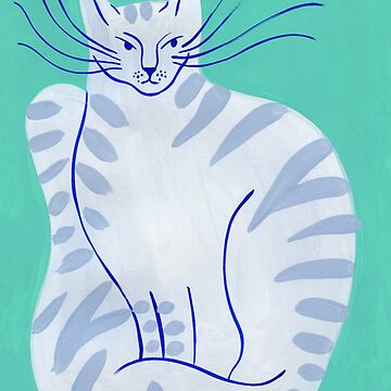 "Gray tabby cat on mint background" Art Print by Agathe Singer | Redbubble