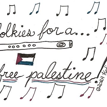 "Folkies for a Free Palestine (flute edition) " Sticker for Sale by ...