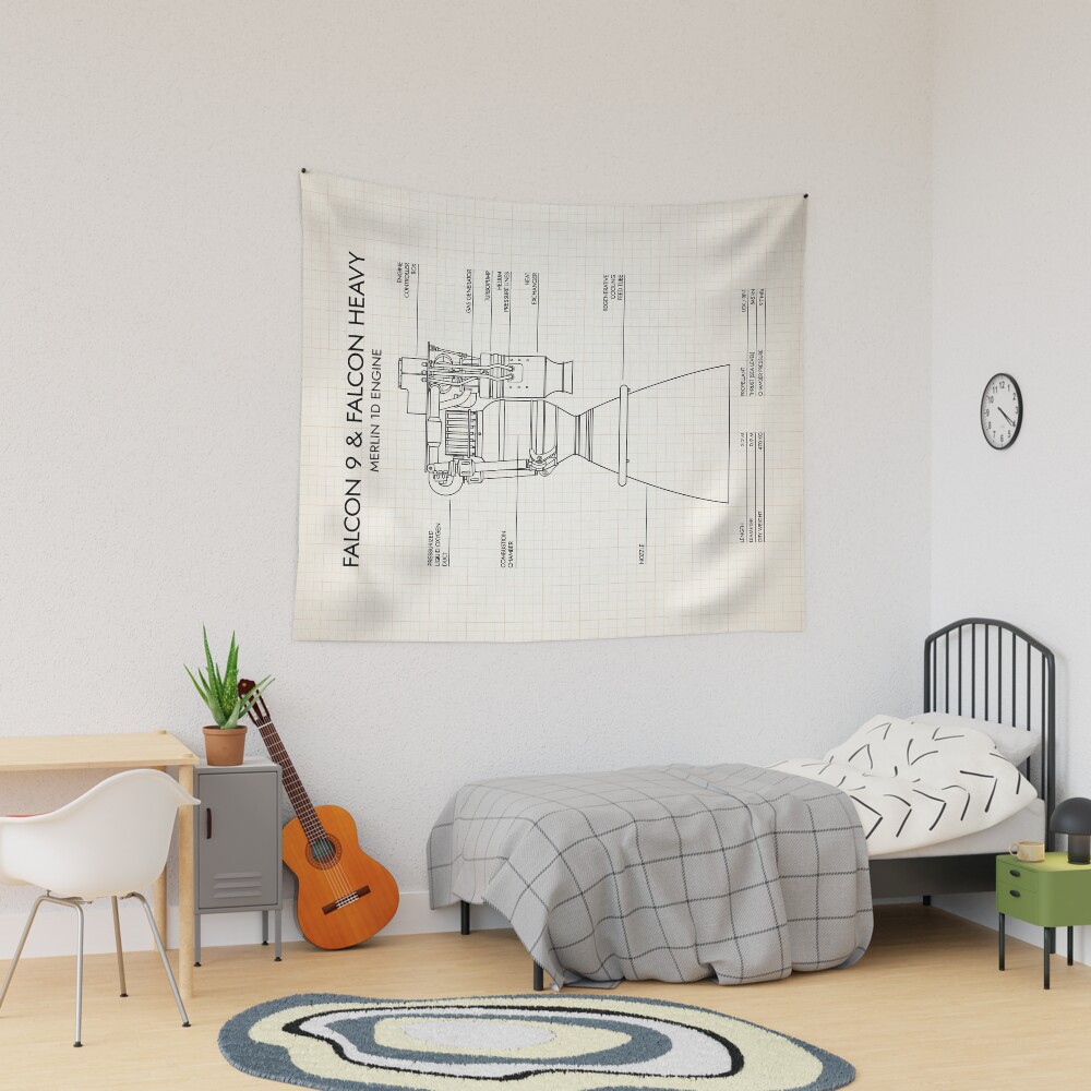 "Merlin Engine. Falcon 9 and Falcon Heavy Rockets (Ivory Brown Grid ...