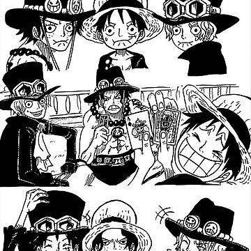 "Luffy, Ace, Sabo Brothers - One Piece Manga Panel collage" Sticker for ...