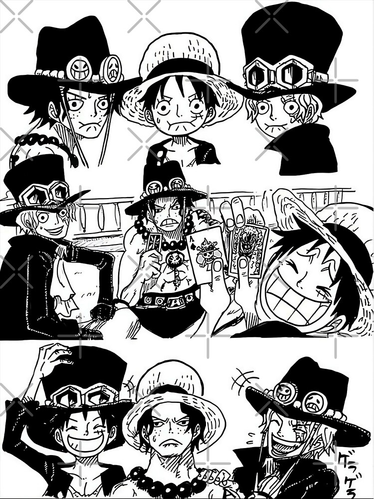"Luffy, Ace, Sabo Brothers - One Piece Manga Panel collage" Sticker for ...