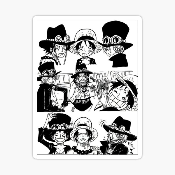 "Luffy, Ace, Sabo Brothers - One Piece Manga Panel collage" Sticker for ...
