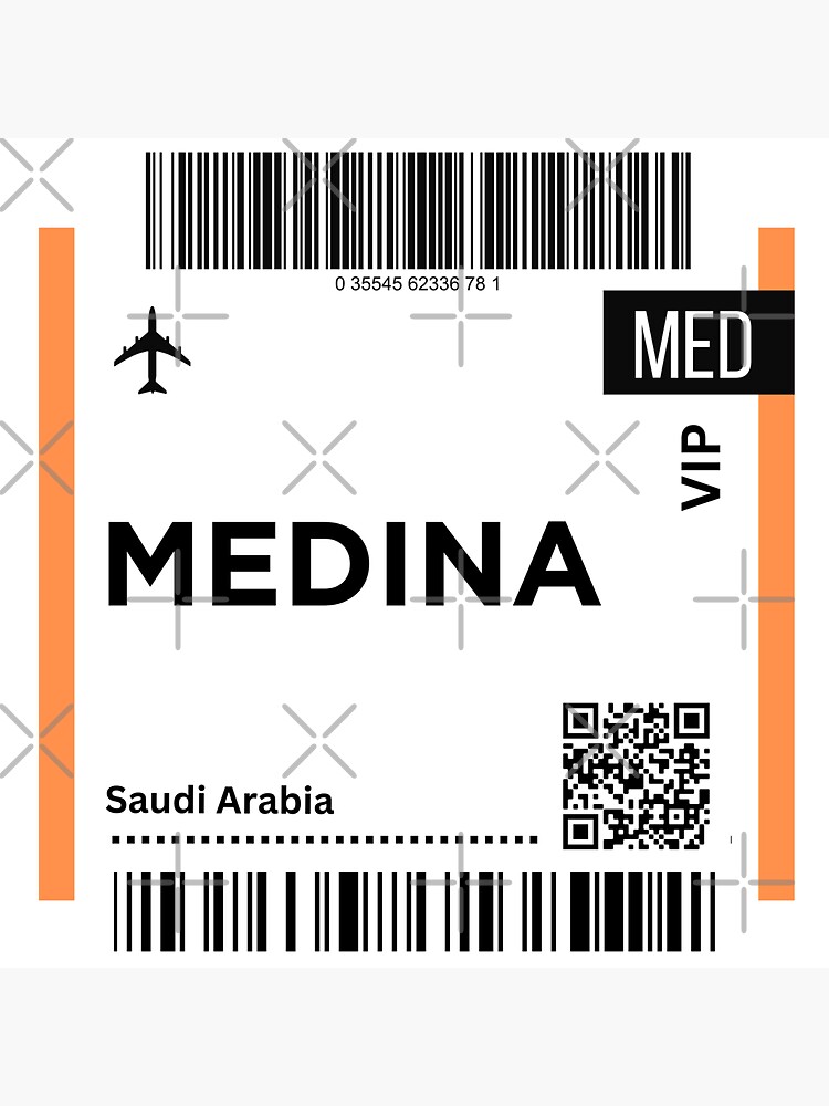 "Medina, Saudi Arabia airplane Boarding Pass" Sticker for Sale by ...