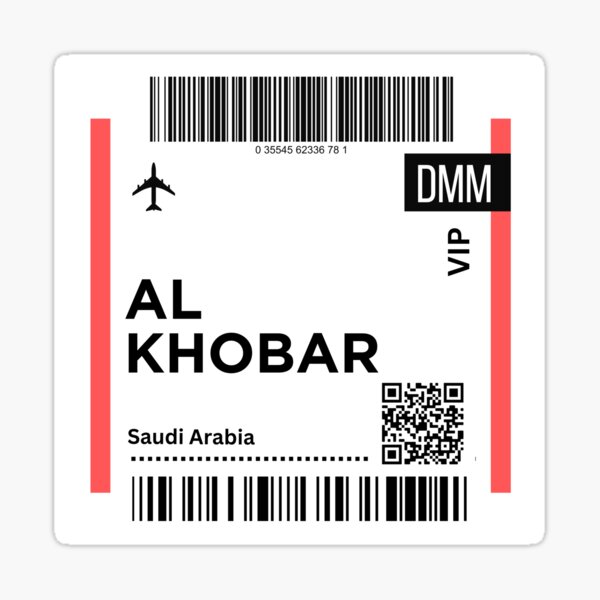 "Al Khobar, Saudi Arabia airplane Boarding Pass" Sticker for Sale by ...