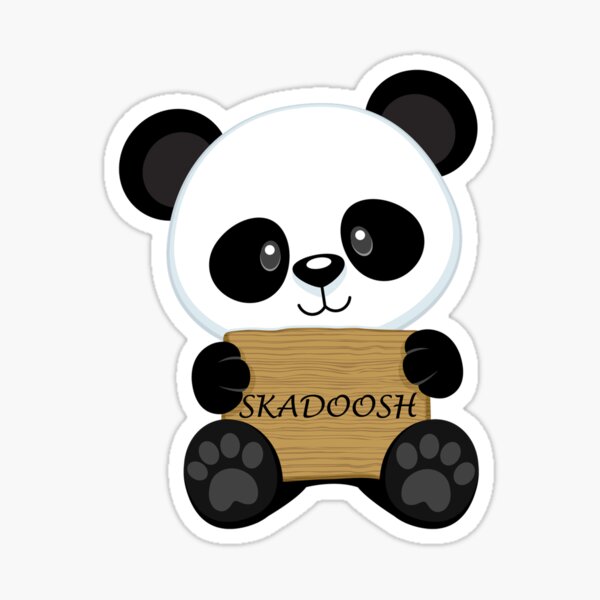 "Cute little panda holding banner" Sticker for Sale by The-Print-Hub ...