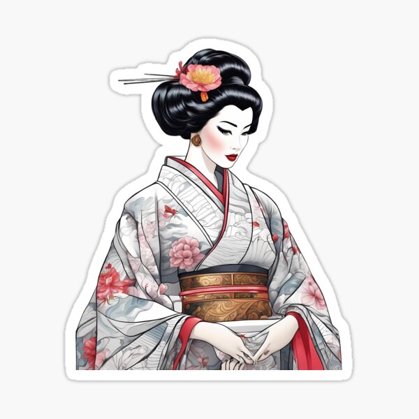 "Japanese Geisha" Sticker for Sale by macadolie | Redbubble