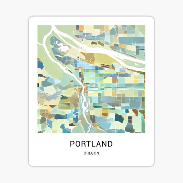 "Portland Oregon Named City Map - Pastel Color Scheme" Sticker for Sale ...