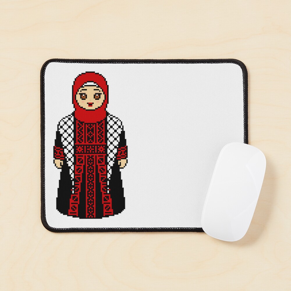 "Palestinian Woman Pixel Art with Tatreez Dress and Keffiyeh" Sticker ...