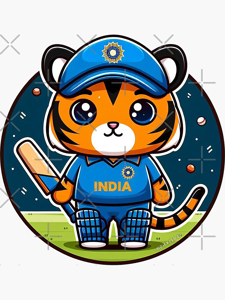 "Copy of India Cricketer Tiger" Sticker for Sale by FunnehGacha | Redbubble