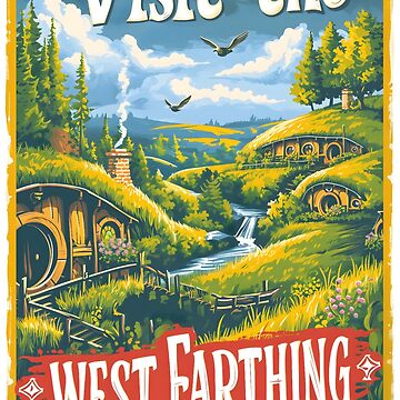 "Visit the West Farthing - Vintage Travel Poster - Fantasy" Sticker for Sale by Fenay Designs ...