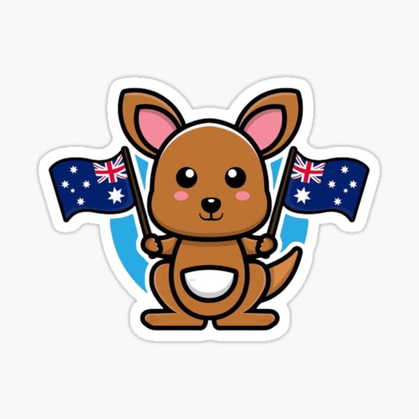 "Australia Day Kangaroo Australian Flag Aussie Roo Adult Kids" Sticker ...