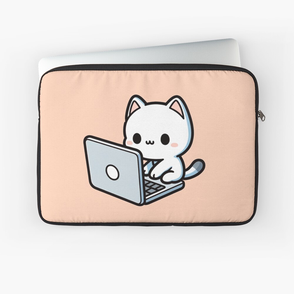 "Cute white cat in computer" Sticker for Sale by TinySteps | Redbubble