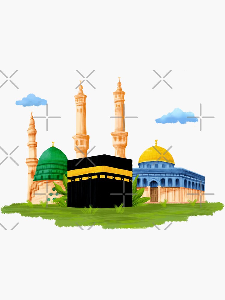 "Kabah, Masjid Al Nabawi and Al Aqsa" Sticker for Sale by NurAliDesigns ...