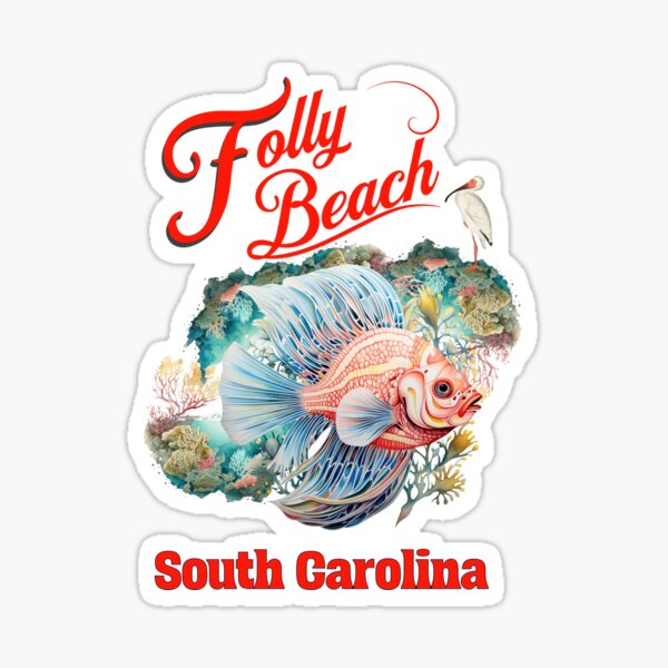 "Folly Beach South Carolina Ocean Life" Sticker for Sale by ...