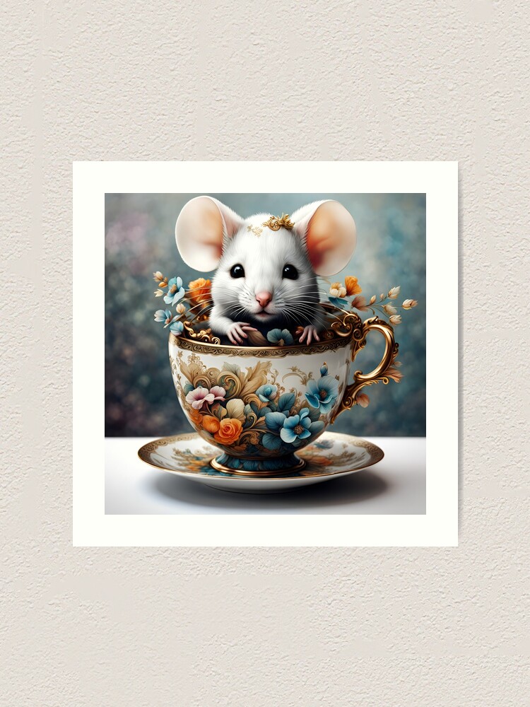 "White Mouse in a Teacup" Art Print for Sale by MangoWifi831 | Redbubble