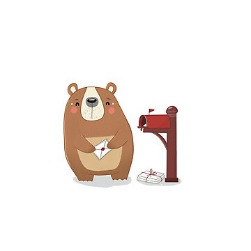 "Cute Cartoon Postman Brown Bear" Sticker for Sale by CraftachicDsgn ...