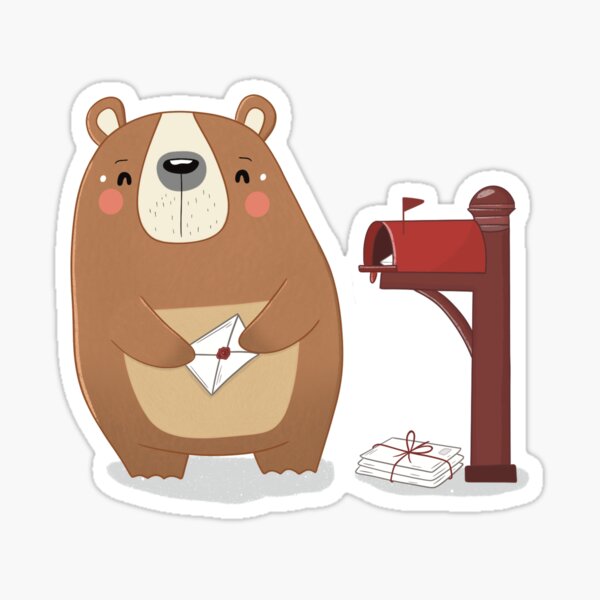 "Cute Cartoon Postman Brown Bear" Sticker for Sale by CraftachicDsgn ...