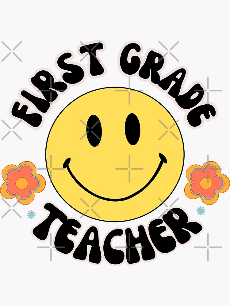 "Groovy First Grade Teacher " Sticker for Sale by Ami-Ami | Redbubble