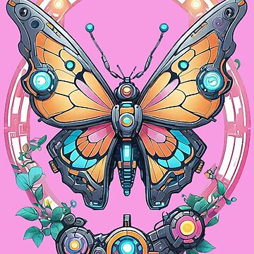 "Bionic Flight: Futuristic metal butterfly" Sticker by Minpadesign ...