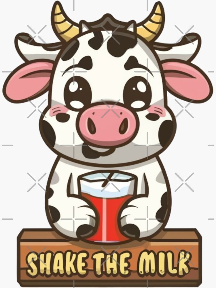 "cute cow shake that milk " Sticker for Sale by bukajart | Redbubble