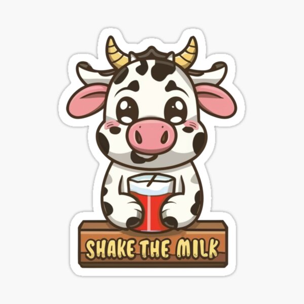 "cute cow shake that milk " Sticker for Sale by bukajart | Redbubble
