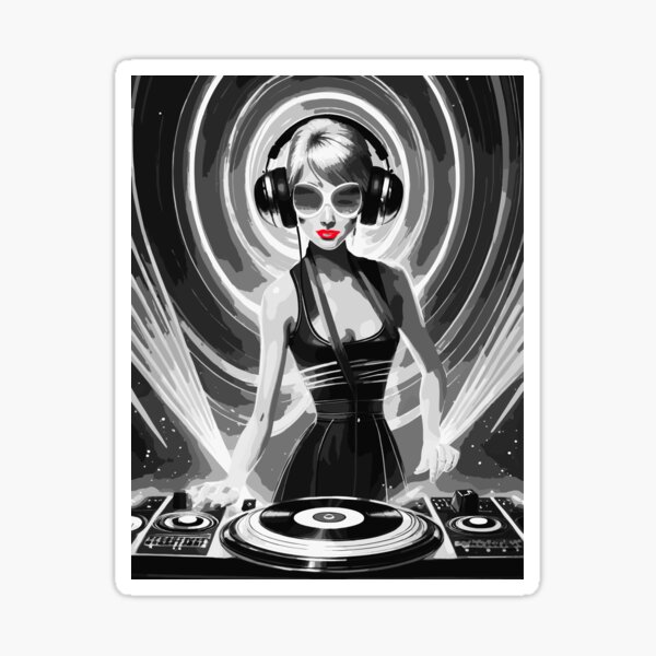 "Cartoon DJ girl " Sticker for Sale by ART--factory | Redbubble
