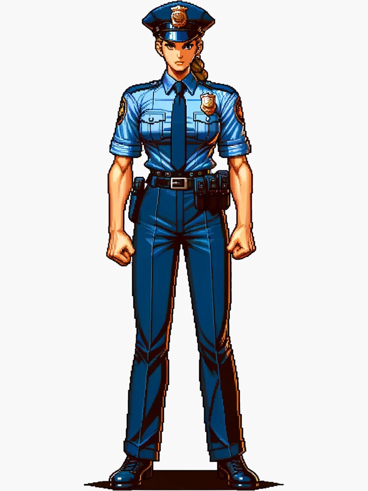 "Female Police Officer Fighter for Fantasy Fighting Game" Sticker for ...