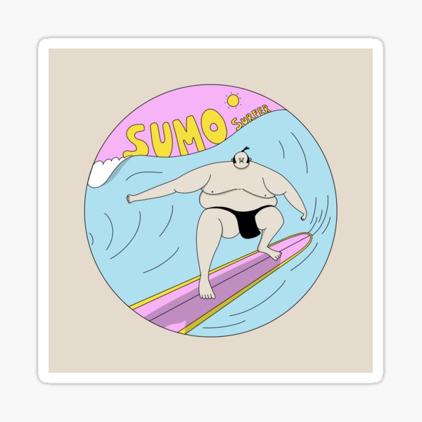 "Sumo surfer" Sticker for Sale by H2Odesigns | Redbubble