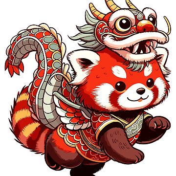 "Year of Dragon, Chinese Dragon Dance Red Panda" Sticker for Sale by ...