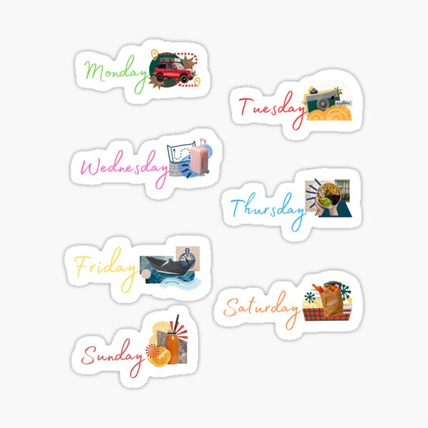 "Days of the week Cottagecore pack scrapbook stickers " Sticker for ...